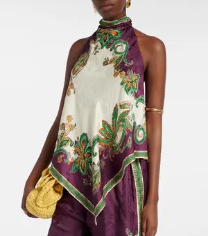 ALEMAIS Ruthie Floral Halterneck Top - Purple