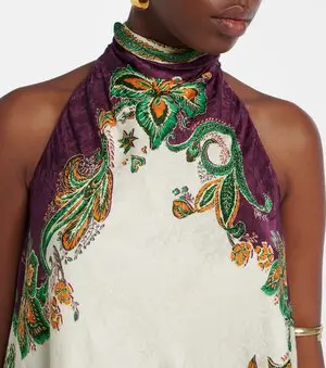 ALEMAIS Ruthie Floral Halterneck Top - Purple