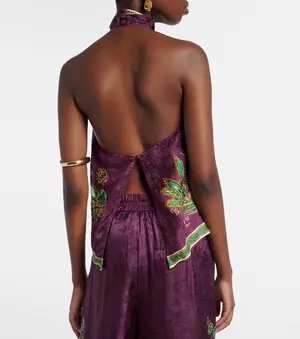 ALEMAIS Ruthie Floral Halterneck Top - Purple