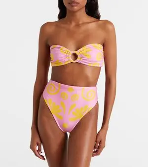 CALA DE LA CRUZ Lulu Printed Bandeau Bikini Top - Pink