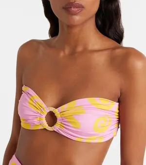 CALA DE LA CRUZ Lulu Printed Bandeau Bikini Top - Pink