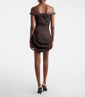Magda Butrym Gathered Off-shoulder Denim Minidress