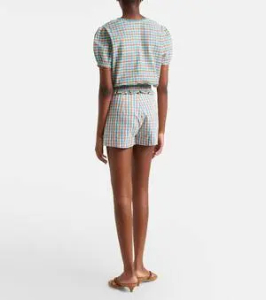 Faithfull The Brand Aurora Checked Cotton And Linen Shorts - Multicoloured