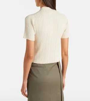 Victoria Beckham Ribbed Knit Zip-up Top