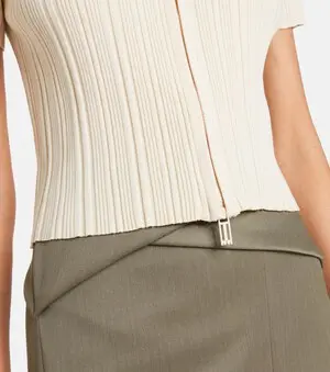Victoria Beckham Ribbed Knit Zip-up Top