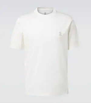 Brunello Cucinelli Logo Cotton Jersey T-shirt - White