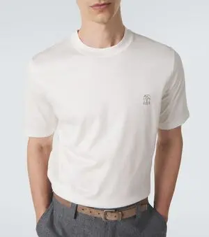 Brunello Cucinelli Logo Cotton Jersey T-shirt - White