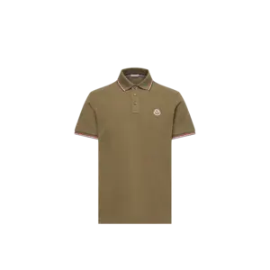 Moncler Tricolour-trimmed Cotton Piquet Polo Shirt - Green