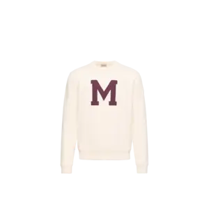 Moncler Monogram Cotton Blend Crew Neck Jumper - White