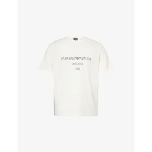 Emporio Armani Milano Text-print Cotton T-shirt Xxxl - Snow White