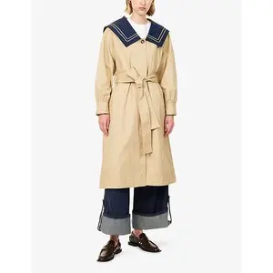 DAMSON MADDER Ella Sailor Collar Cotton Trench Coat