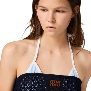Miu Miu Crochet And Suede Bandana Top