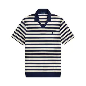 Polo Ralph Lauren Cotton Club Stripe Collar Polo 'newport Navy/pale Cream - Blue