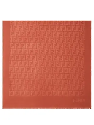 Fendi Silk Stole Ff Rust Color - Red