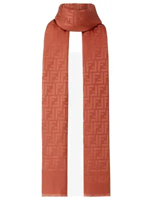 Fendi Silk Stole Ff Rust Color - Red