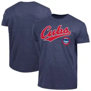 Champion Chicago Cubs Cooperstown Wordmark Lockup Tri-blend T-shirt - Navy