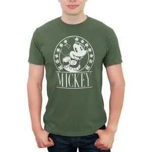 MICKEY & FRIENDS St. Patrick's Day Shamrock Circle Graphic T-shirt - Moss
