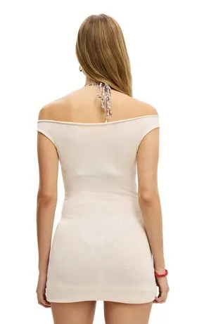 Cotton:on Isla Knit Off Shoulder Mini Dress - Sand