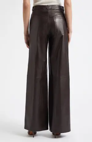 Nour Hammour Coda Wide Leg Leather Pants