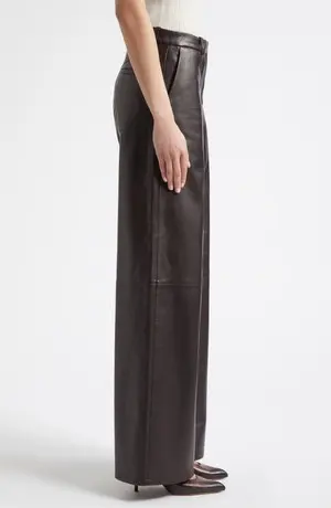 Nour Hammour Coda Wide Leg Leather Pants