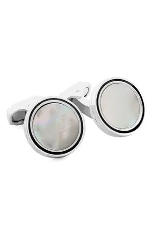 THOMPSON OF LONDON Thompson Tambor Mother-of-pearl Cuff Link & Stud Set - Mop