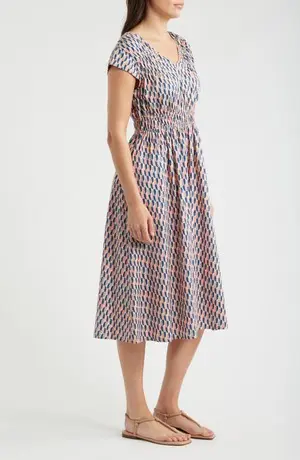 NIC+ZOE Dierdre Print V-neck Midi Dress