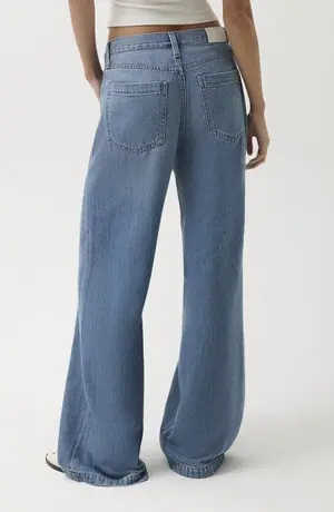 PISTOLA Jadyn Drawstring Mid Rise Palazzo Jeans