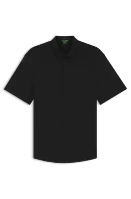 BOSS Regular-fit Shirt In Stretch-cotton Pique