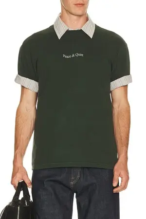 MUSEUM OF PEACE & QUIET Wordmark T-shirt In White - Forest