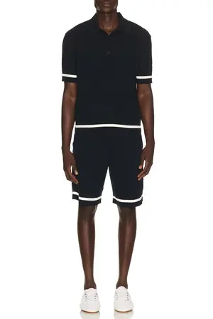 Givenchy Cotton Openwork Knit Short Sleeve Polo In Blue