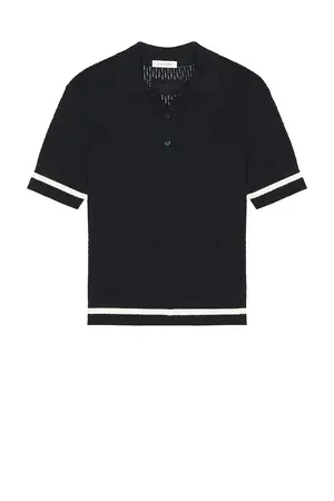 Givenchy Cotton Openwork Knit Short Sleeve Polo In Blue