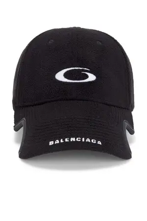 Balenciaga Fleece Baseball Cap With Logo Detail - Black