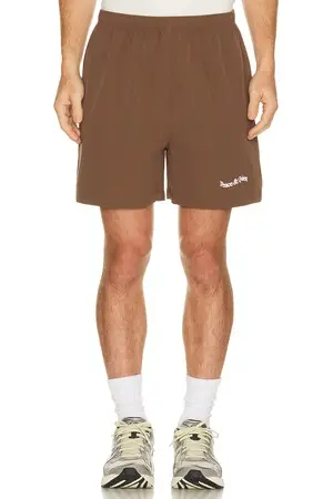 MUSEUM OF PEACE & QUIET Wordmark Seersucker Shorts - Brown