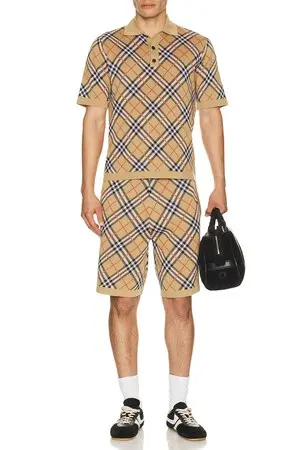 Burberry Marlow Short Sleeve Shirt In Brown - Sand Check