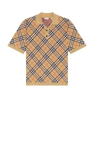 Burberry Marlow Short Sleeve Shirt In Brown - Sand Check