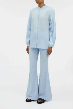 Gabriela Hearst Laetitia Blouse In Aloe Linen - Light Blue