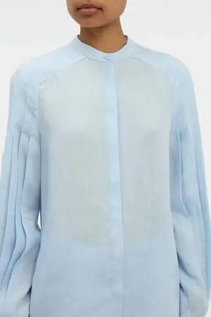Gabriela Hearst Laetitia Blouse In Aloe Linen - Light Blue