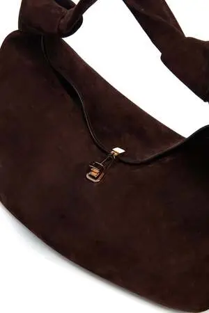 Gabriela Hearst Small Antonia Bag In Suede - Dark Brown