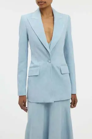 Gabriela Hearst Leiva Suede Blazer - Light Blue