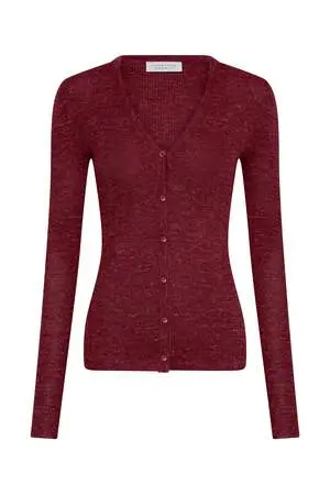 GABRIELA HEARST Aiste Knit Cardigan In Bordeaux Cashmere Silk With Hemp