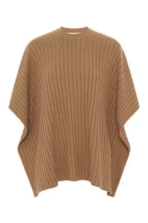 Gabriela Hearst Baron Knit Cropped Poncho In Merino Wool Cashmere - Camel