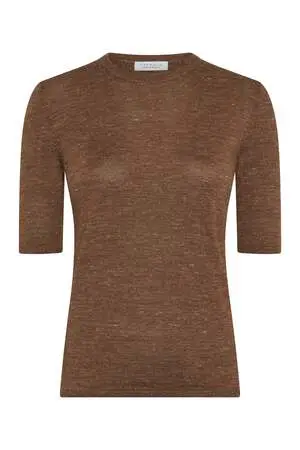 Gabriela Hearst Chryse Knit T-shirt In Cashmere Silk With Hemp - Chestnut