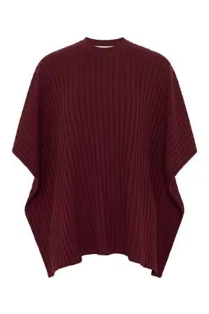 Gabriela Hearst Baron Knit Cropped Poncho In Merino Wool Cashmere - Bordeaux
