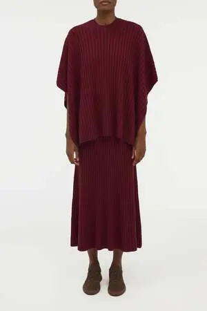 Gabriela Hearst Baron Knit Cropped Poncho In Merino Wool Cashmere - Bordeaux