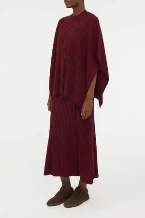 Gabriela Hearst Baron Knit Cropped Poncho In Merino Wool Cashmere - Bordeaux
