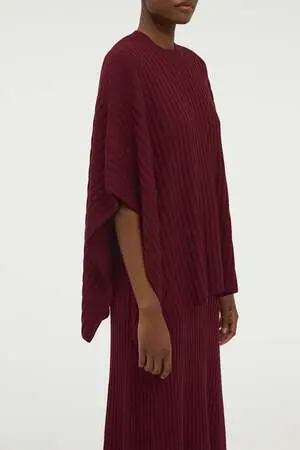Gabriela Hearst Baron Knit Cropped Poncho In Merino Wool Cashmere - Bordeaux