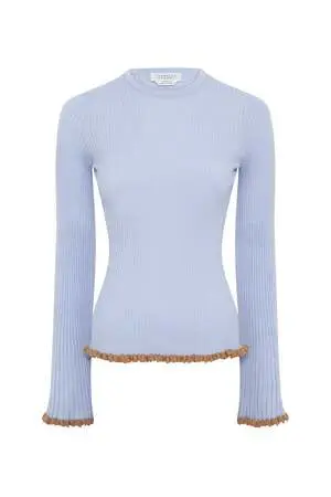 Gabriela Hearst Erya Knit Crewneck Sweater In Cashmere Silk - Halogen Blue