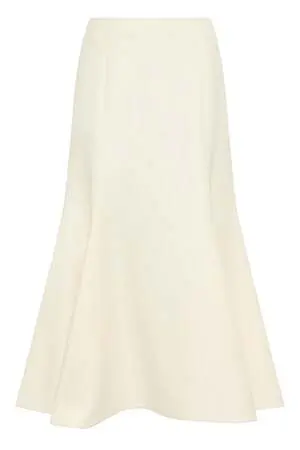 GABRIELA HEARST Patterson Skirt In Ivory Virgin Wool Silk Slub