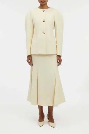 Gabriela Hearst Patterson Virgin Wool Silk Slub Skirt - Ivory