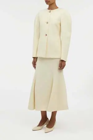 Gabriela Hearst Patterson Virgin Wool Silk Slub Skirt - Ivory
